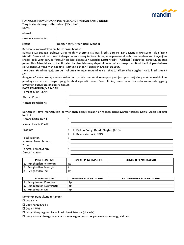 New_form Drp Bdo Debitur 2025-1 | PDF