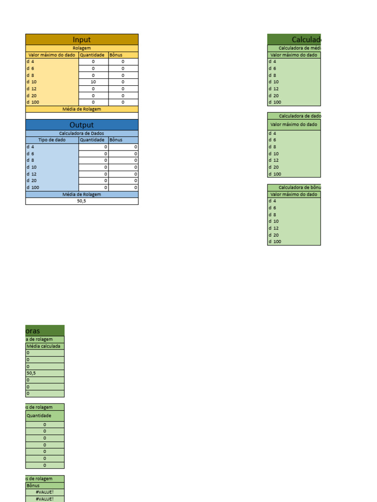 Copy of Calculadora de Dados RPG - Base.xlsx - Sheet1 | PDF