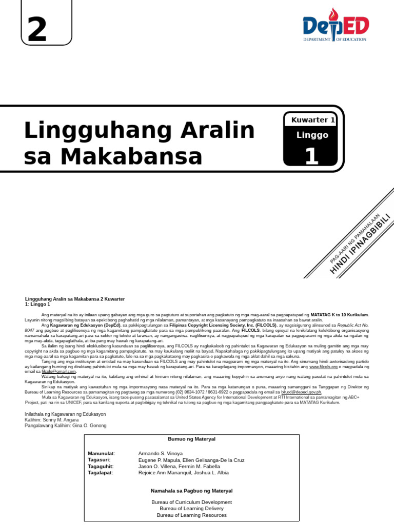 Week 1 Makabansa q1 | PDF