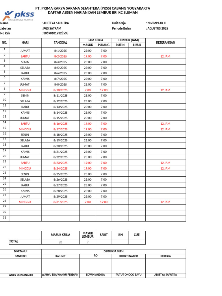 ABSEN PKSS Done | PDF