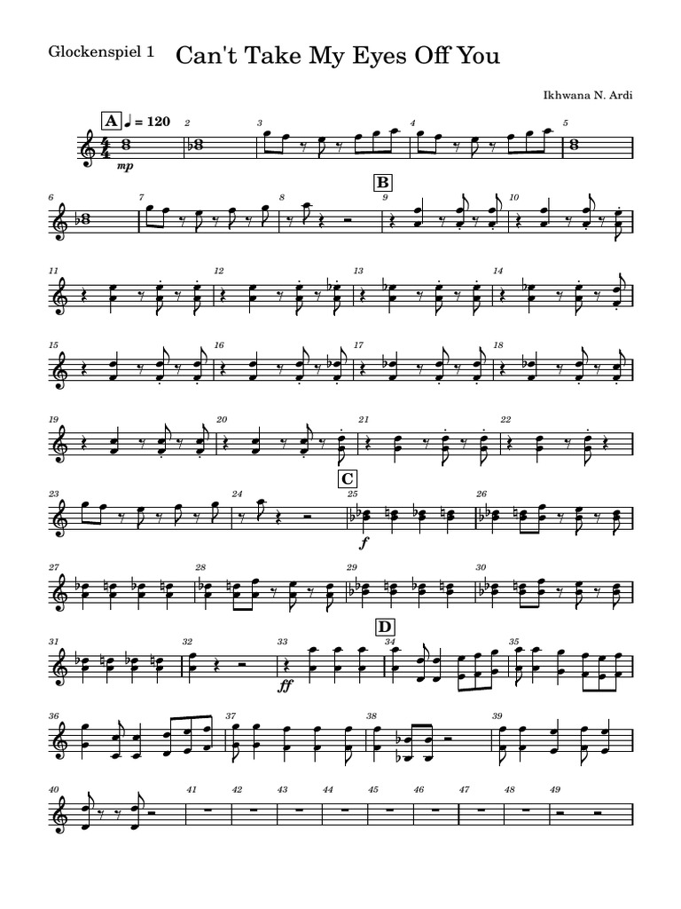 Can't Take My Eyes Off You-Glockenspiel - 1 | PDF
