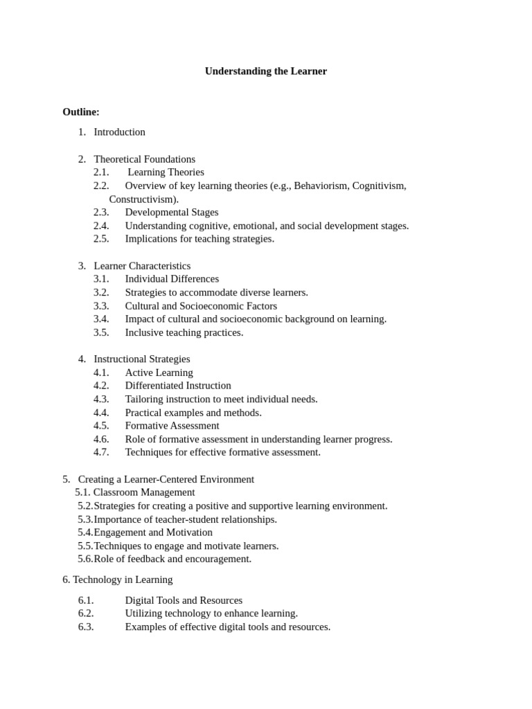 Understanding The Learner | PDF