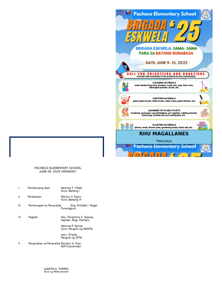 Brigada Eskwela Kick-Off 2025 Program | PDF