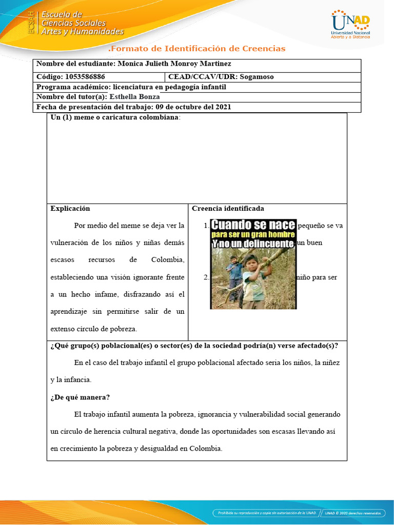 Creencias sobre Trabajo Infantil en Colombia | PDF | Matrimonio | Invalidez