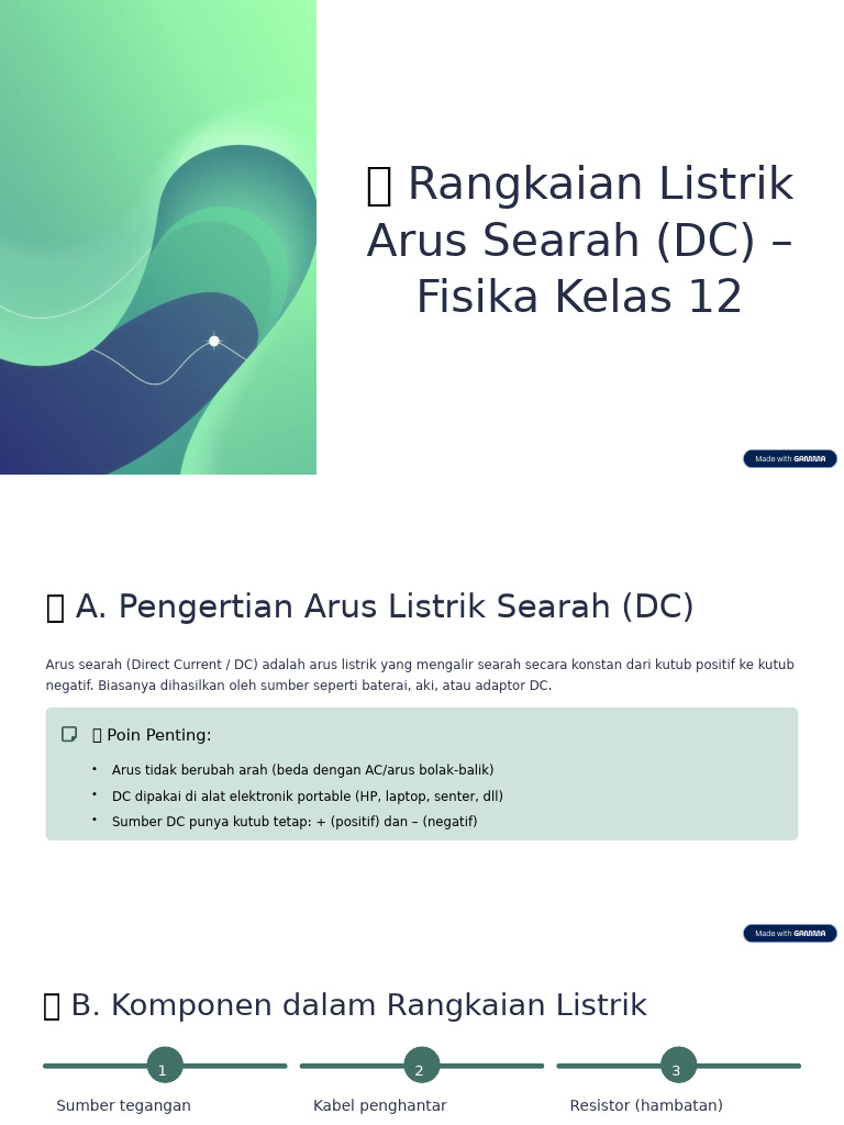 Rangkaian Listrik Arus Searah DC Fisika Kelas 12 | PDF