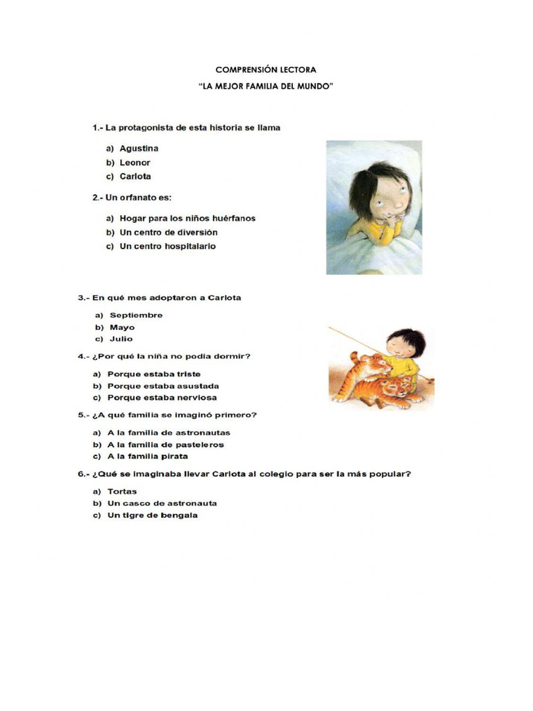 Comprension Lectora La Mejor Familia Del Mundo | PDF