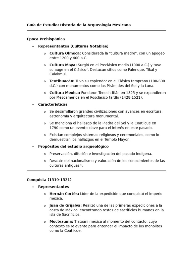 Guía de Estudio - Historia de La Arqueología Mexicana | PDF ...