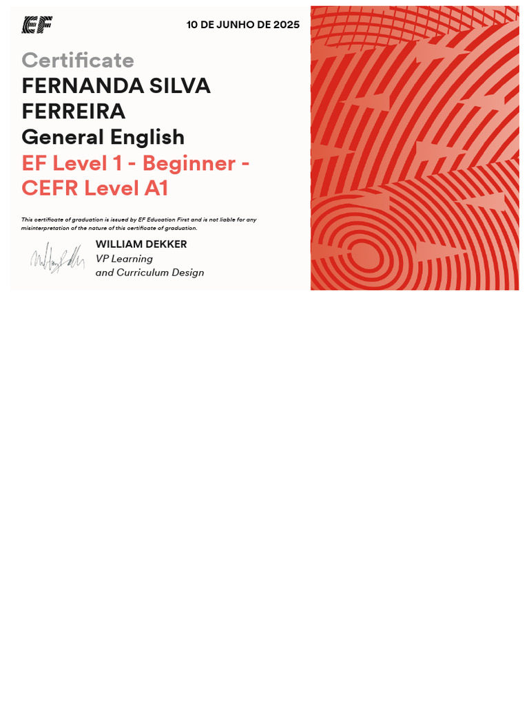EF Level 1 English Certificate A1 | PDF