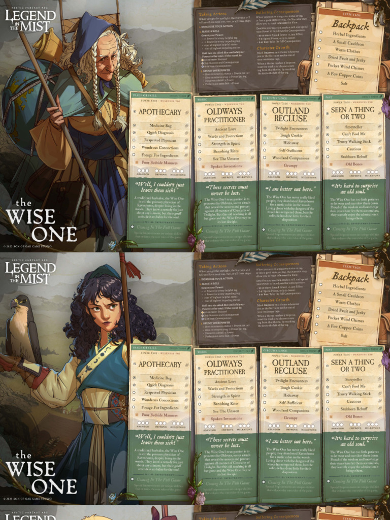Wise One (3 Variants) - Legend in The Mist RPG | PDF