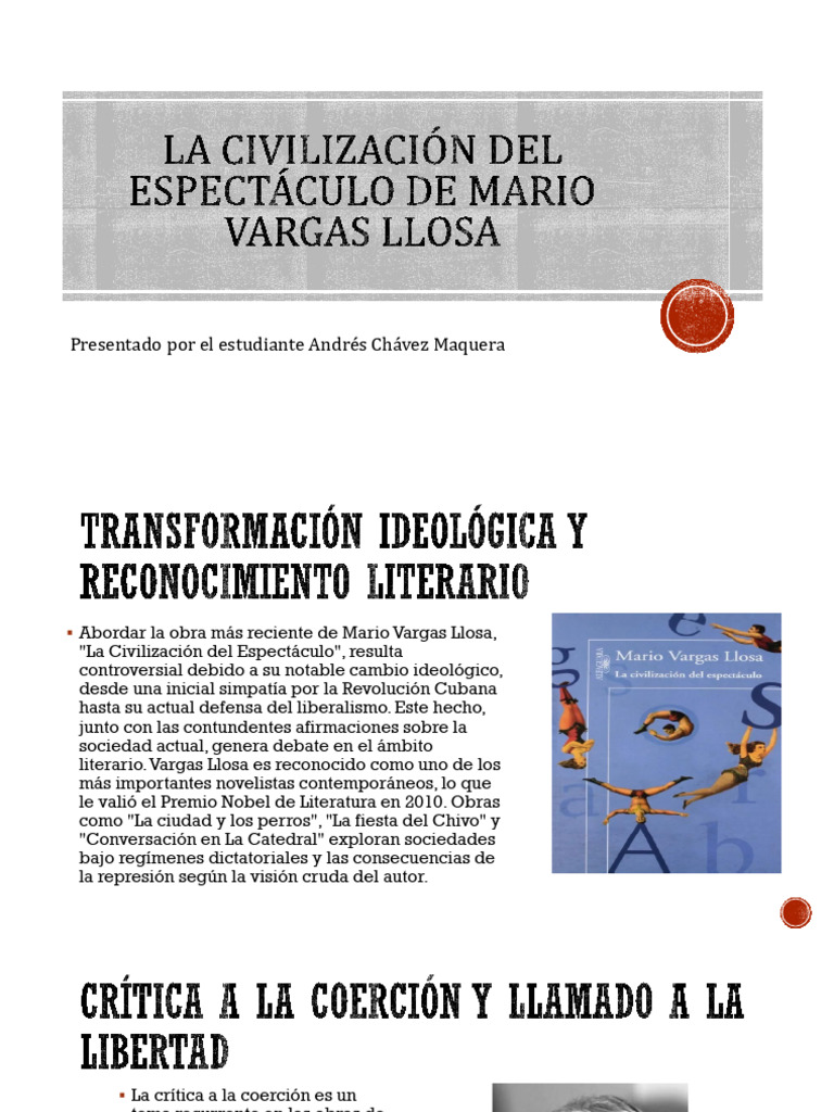 La Civilización Del Espectáculo de Mario Vargas Llosa | PDF