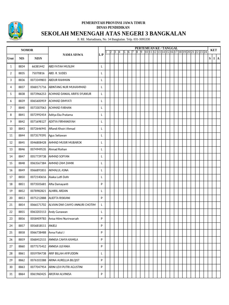 Absen Siswa 2025-2026 Per 23 September 2025 Update | PDF