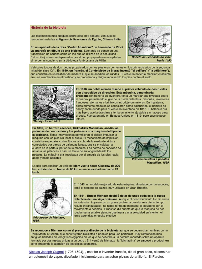 Historia de La Bicicleta | PDF | Vehículos | Transporte por carretera