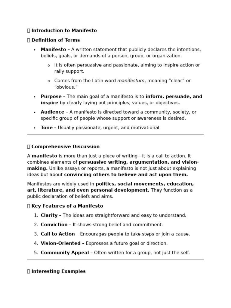 Understanding Manifestos in EAPP | PDF | The Communist Manifesto