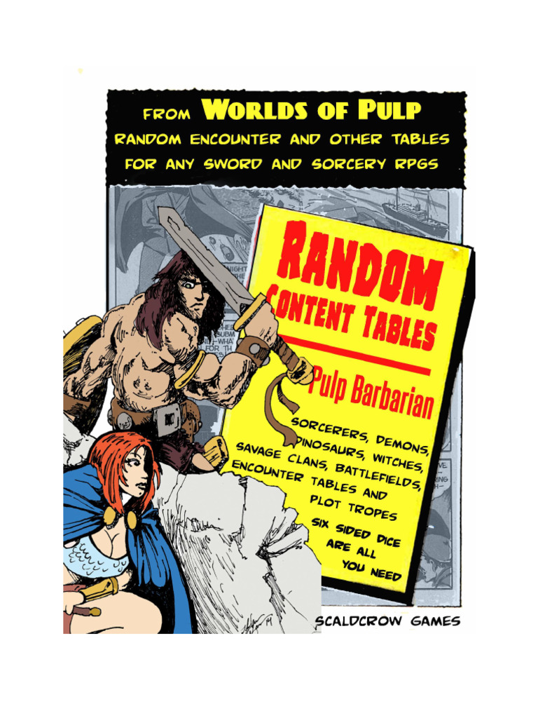 Worlds of Pulp Generic Content Tables For Pulp Barbarian PDF | PDF ...