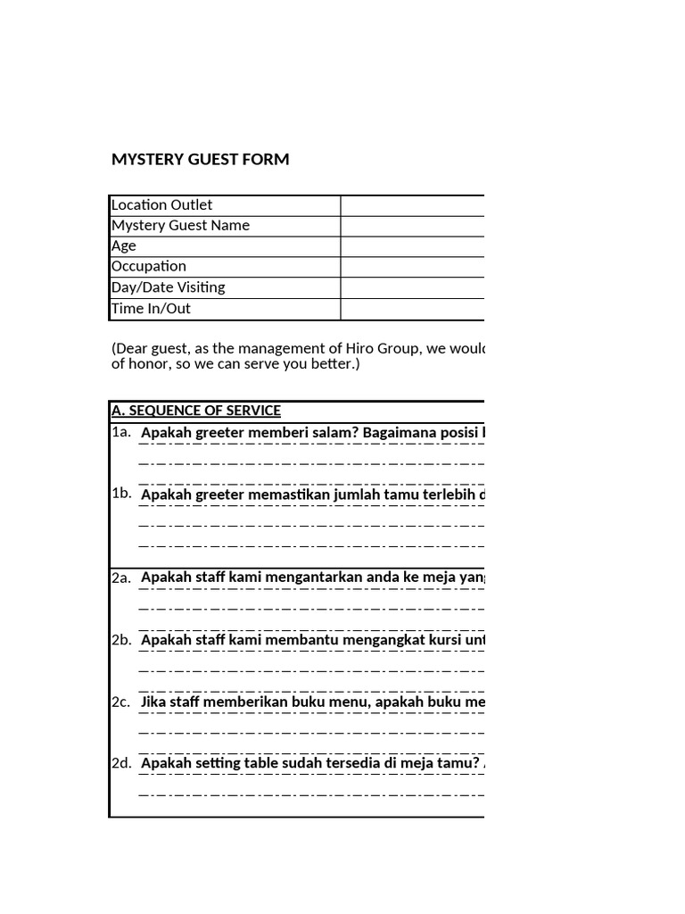 Formulir Penilaian Mystery Guest | PDF