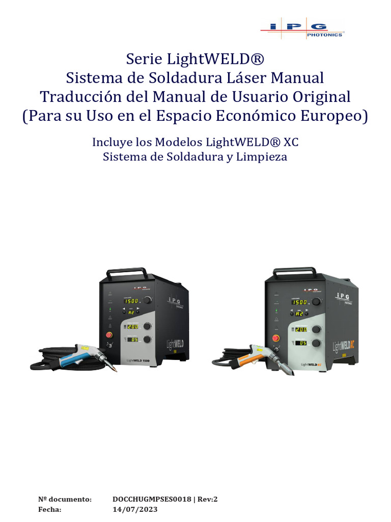 IPG LightWELD Series Handheld Laser System UG ES LTR | PDF | Láser | Soldadura