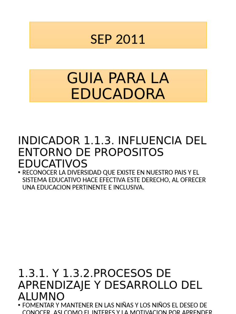 8- Sep 2011 Guia Para La Educadora Primera Dimension | PDF