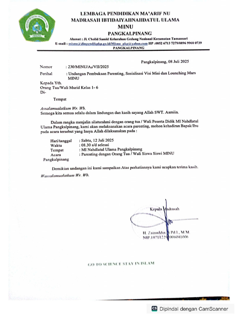 Undangan Parenting Orang Tua Murid | PDF
