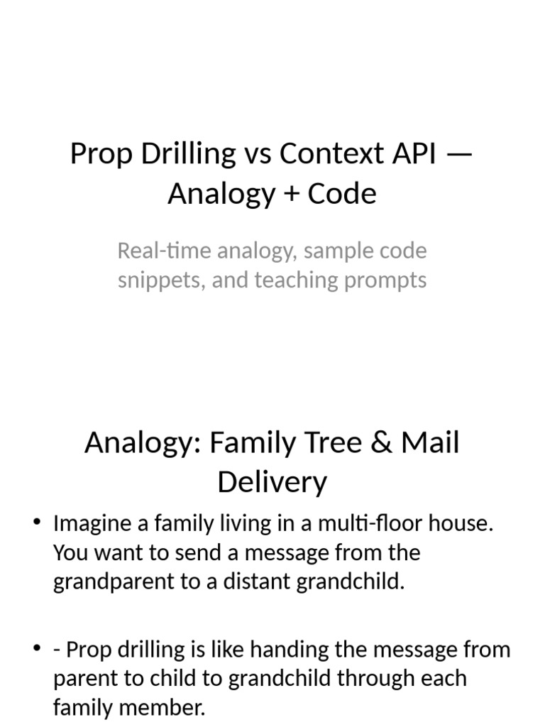 PropDrilling ContextAPI Analogy | PDF
