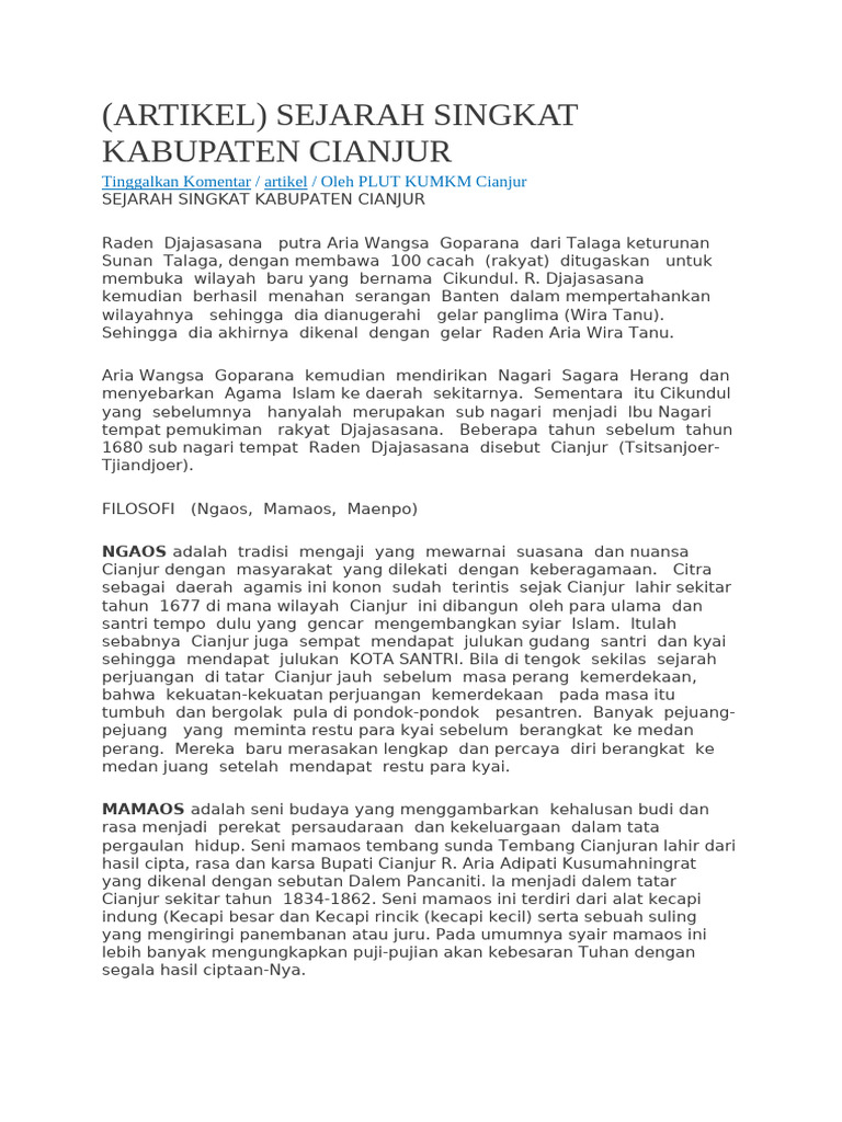 Silsilah Raden Aria Wira Tanu Cikundul | PDF
