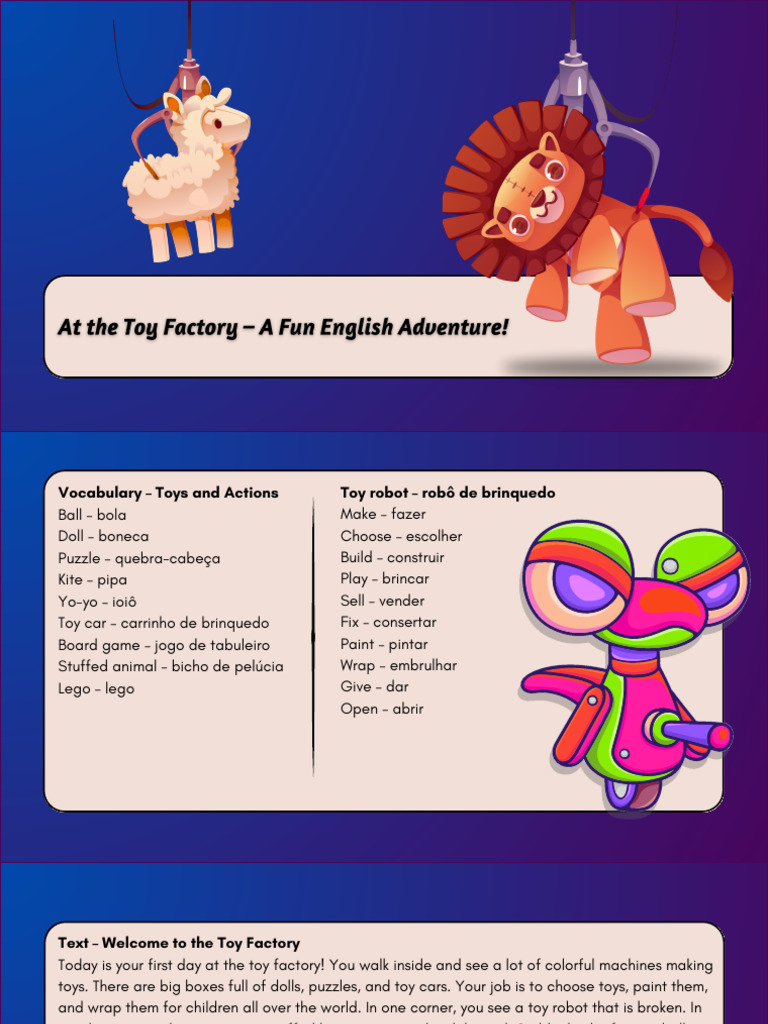 At The Toy Factory - A Fun English Adventure! | PDF | Toys