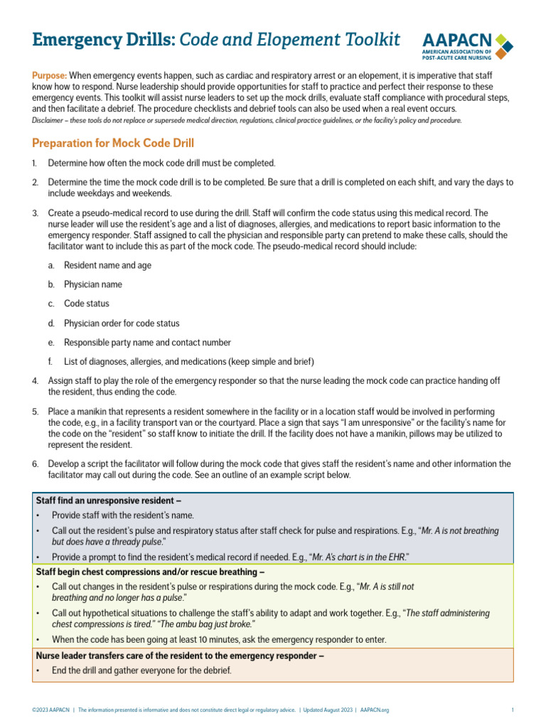 Emergency Drill Toolkit for Nurse Leaders | PDF | Cardiopulmonary ...