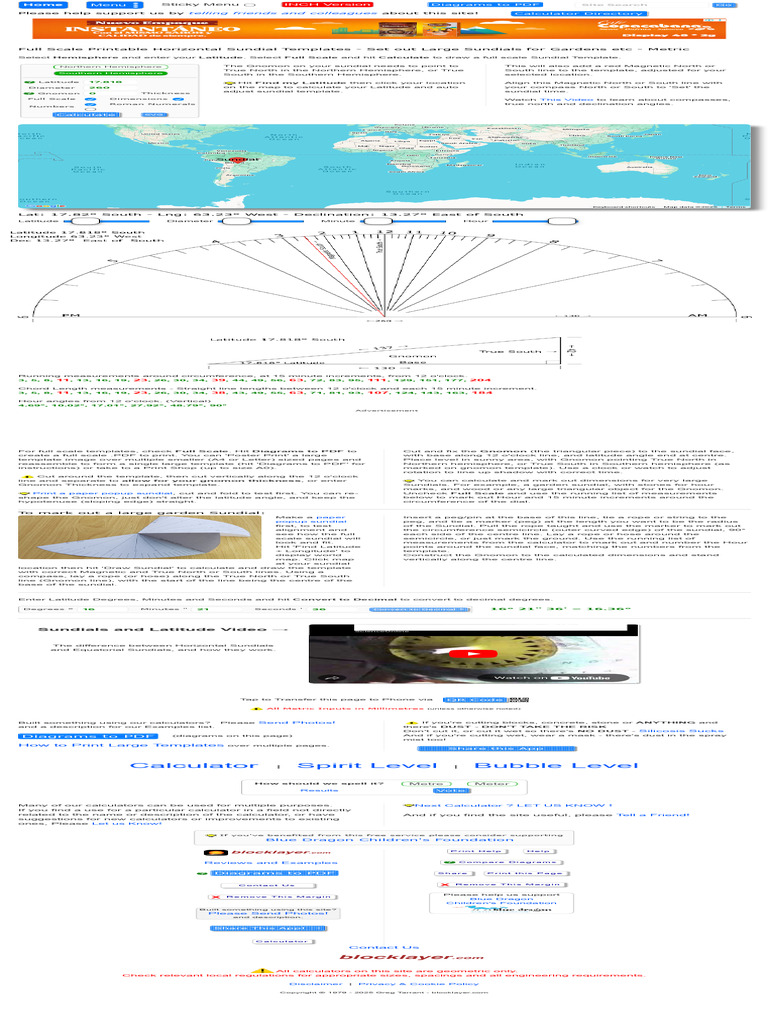 Printable Sundial Template Guide | PDF | Geometric Measurement