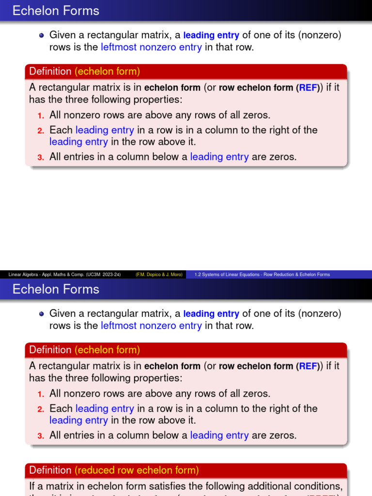 1.2 Systems of Linear Equations - Row Reduction Echelon Forms - Fig ...