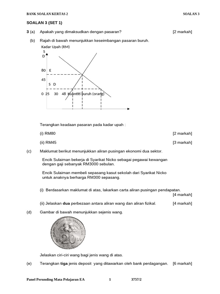 Bank Soalan Ekonomi Asas K2 Soalan 3 | PDF
