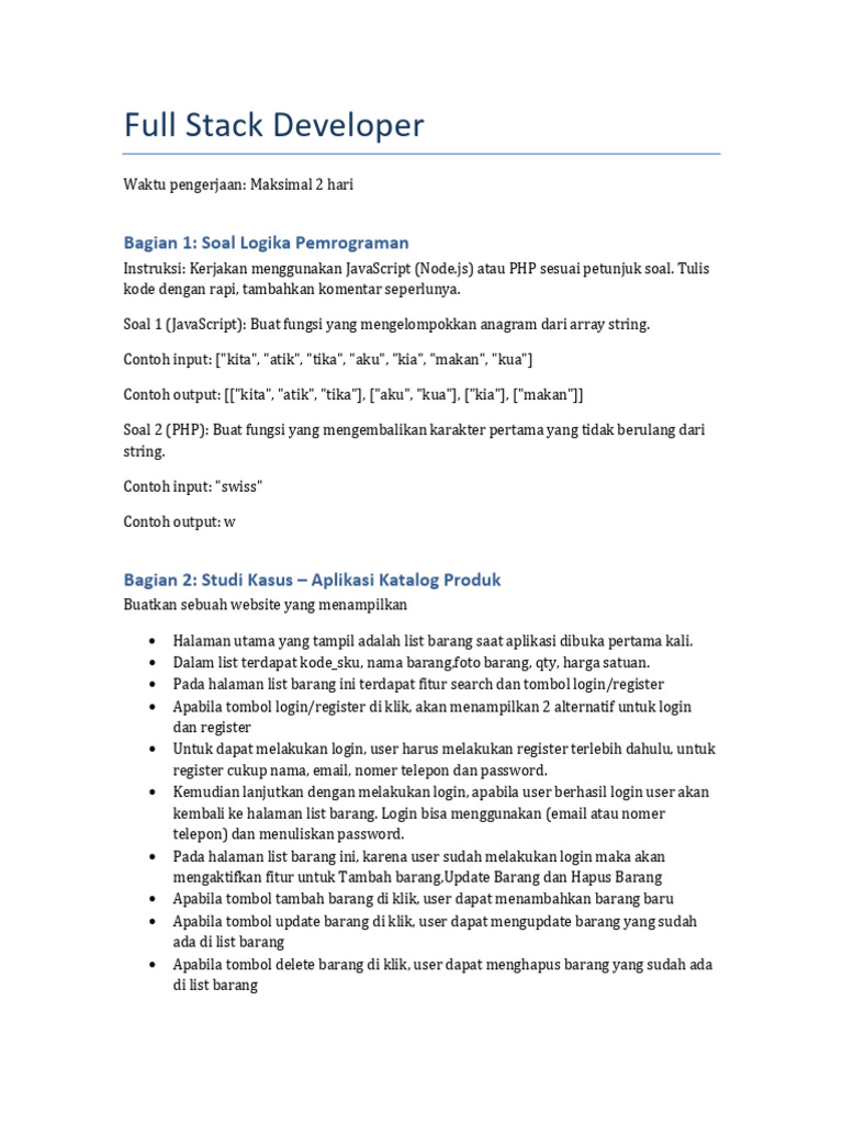 Tugas Interview Fullstack | PDF
