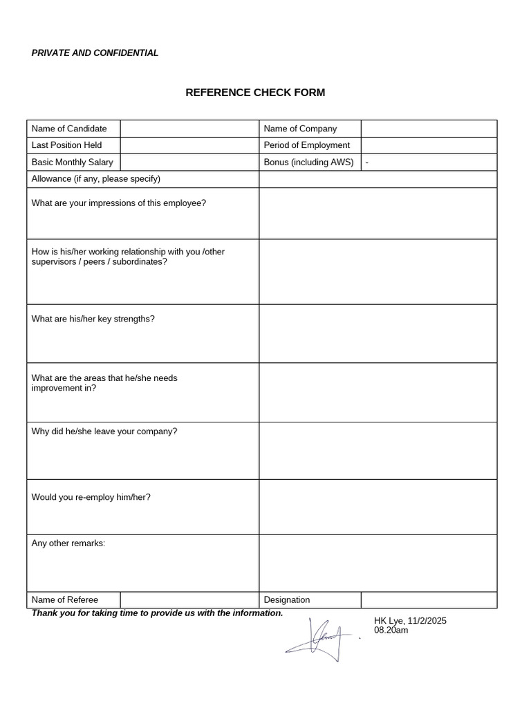 Reference Check - JT | PDF