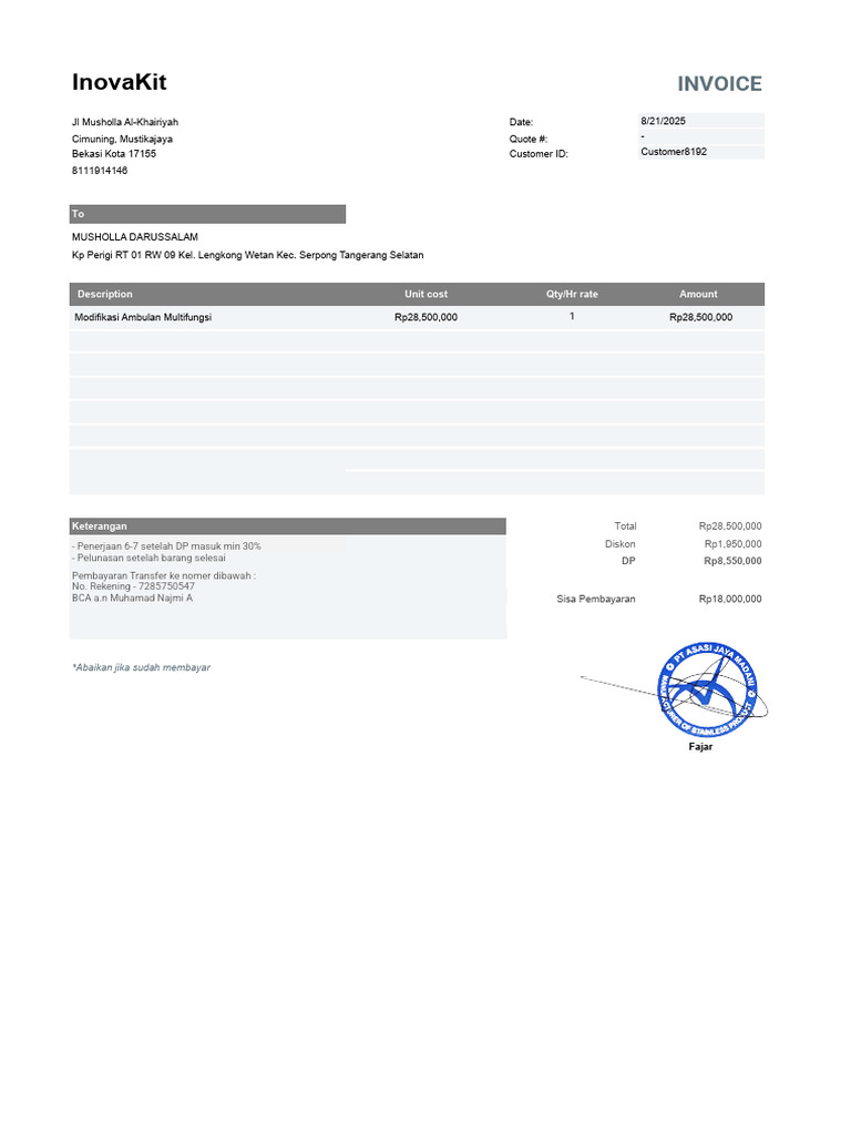 Invoice 2025.Xlsx - Invoice | PDF