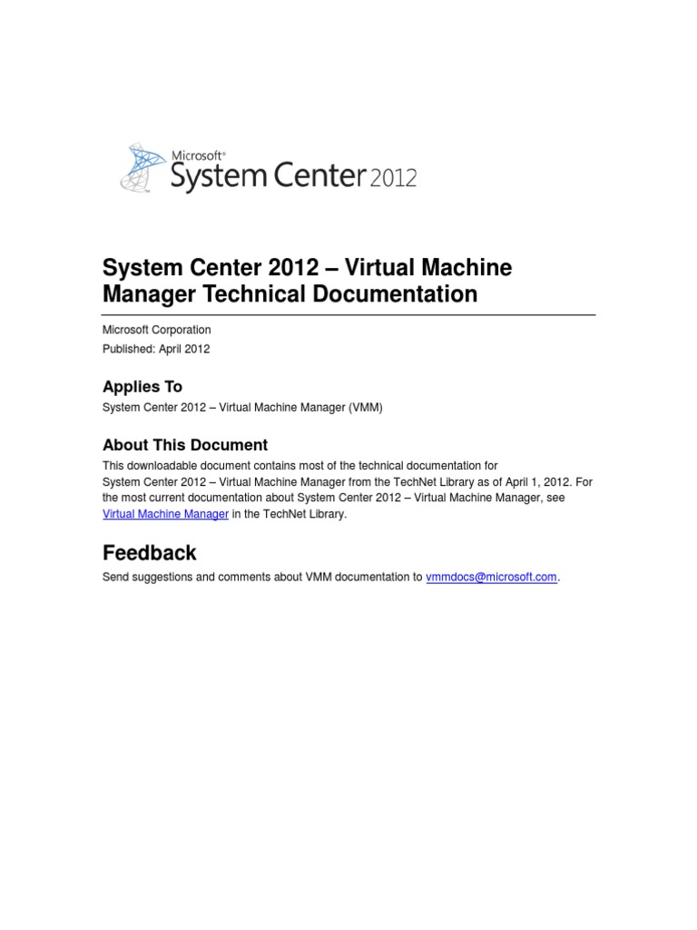 System Center 2012 - Virtual Machine Manager Technical Documentation | PDF | Hyper V | Cloud ...