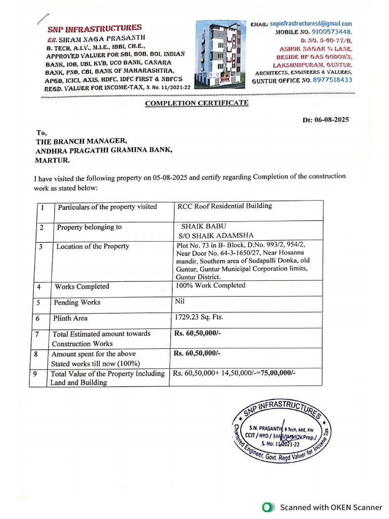 House Completion Certificate | PDF