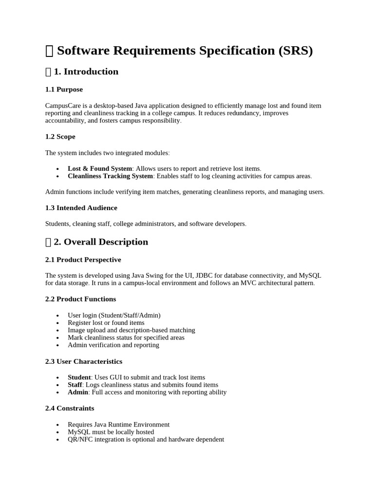 ? Software Requirements Specification | PDF | Databases | Usability