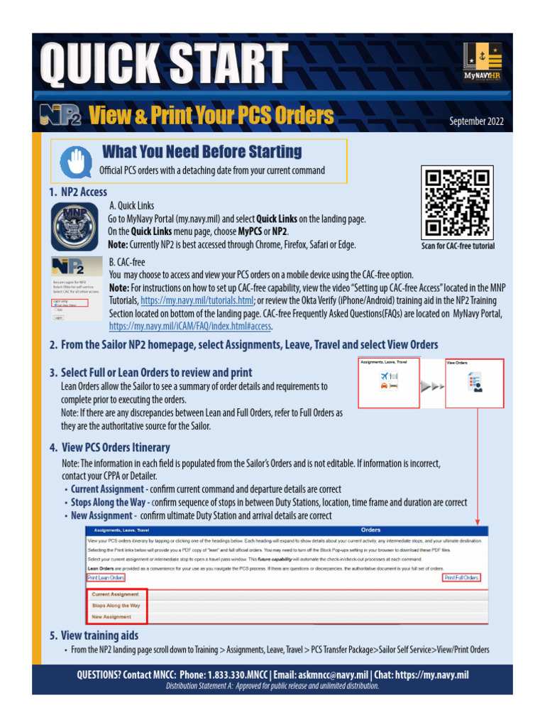 Accessing and Printing Navy PCS Orders | PDF | Personal Digital ...