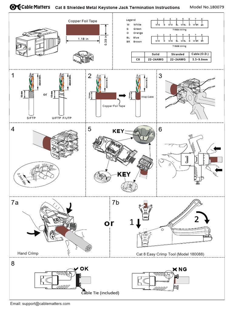 Cat 8 Keystone Jack Termination Guide | PDF | Electrical Engineering ...
