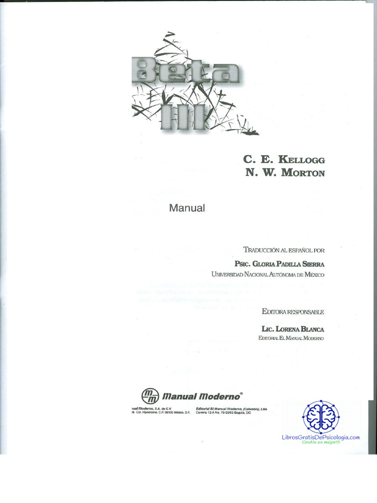 Test Beta III Completo, Manual y Cuadernillo de Aplicación. | PDF