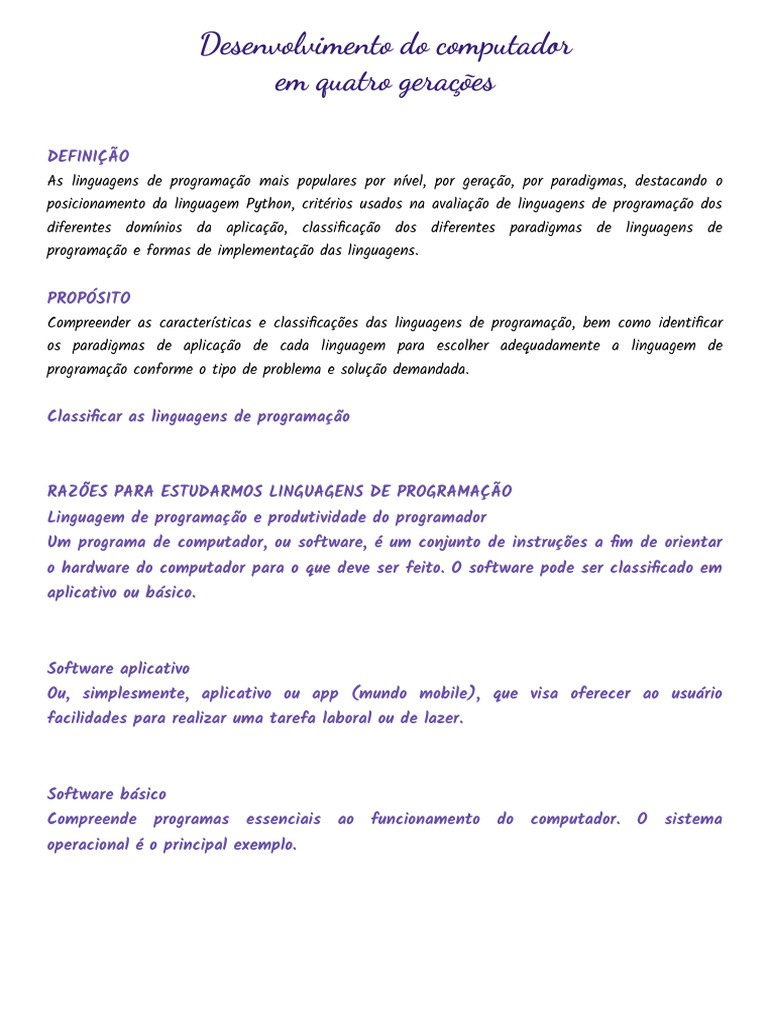 Classificação de Linguagens de Programação | PDF | Linguagem de ...