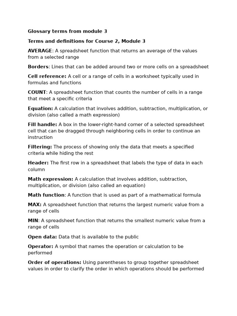 Glossary Terms From Module 3 | PDF