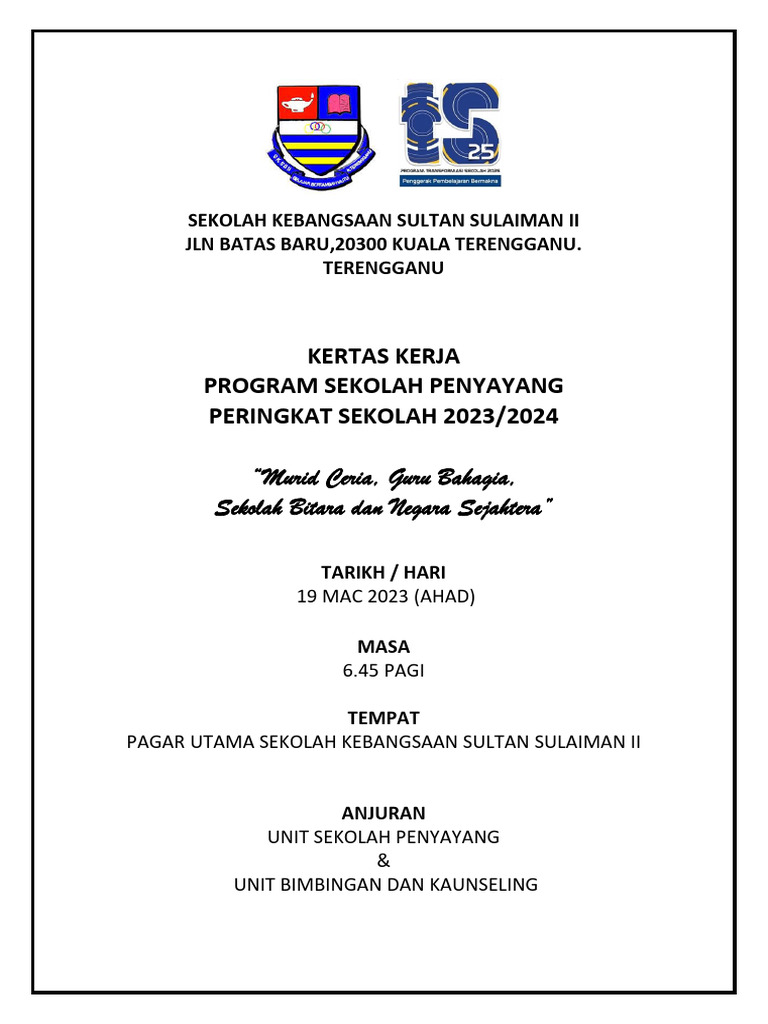 Kertas Kerja Program Guru Penyayang 2023 | PDF