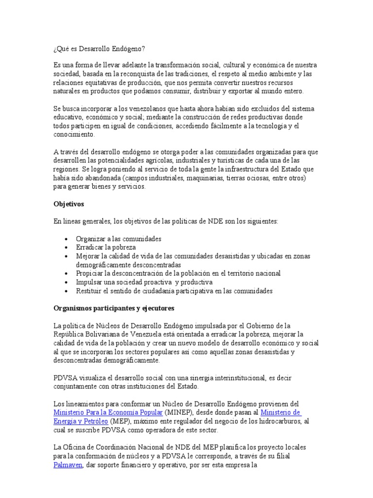 Qué Es Desarrollo Endógeno | PDF