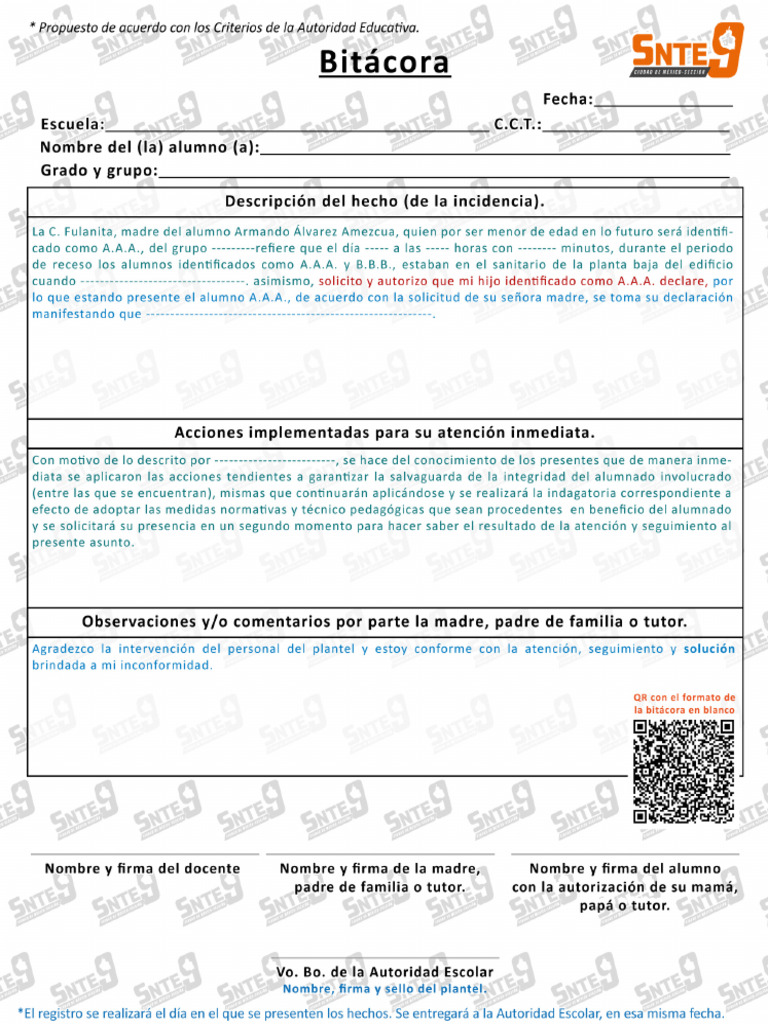 Bitacora Con Ejemplo | PDF