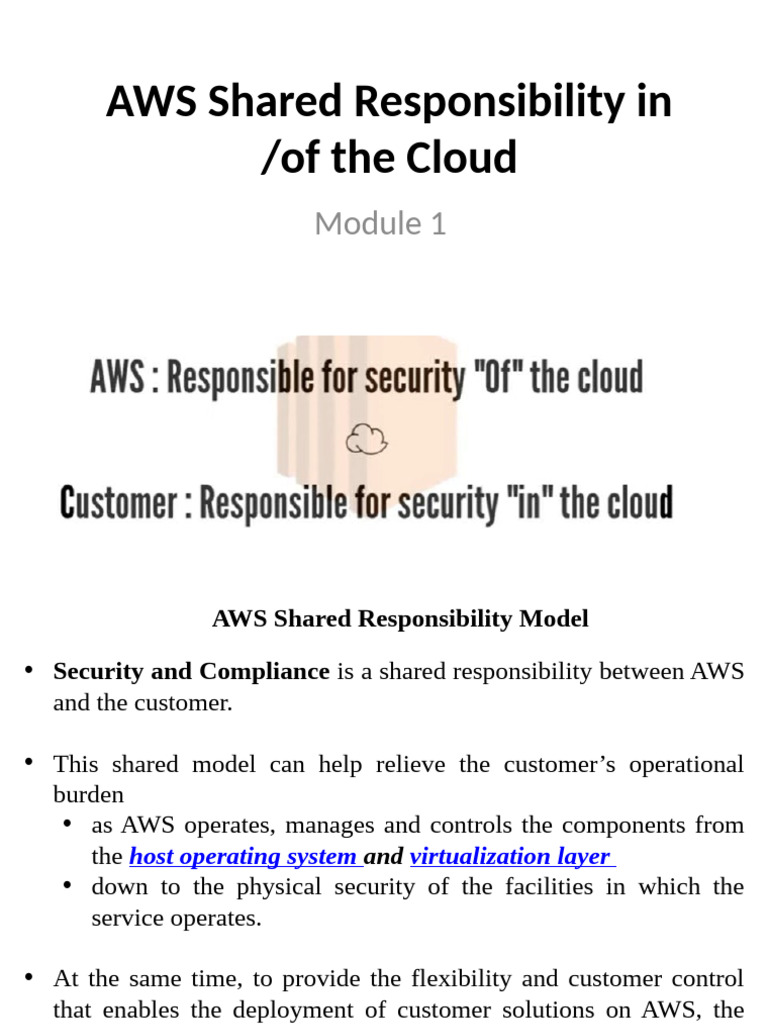 AWS Shared Responsibility in of The Cloud M1 Edited | PDF | Amazon Web ...
