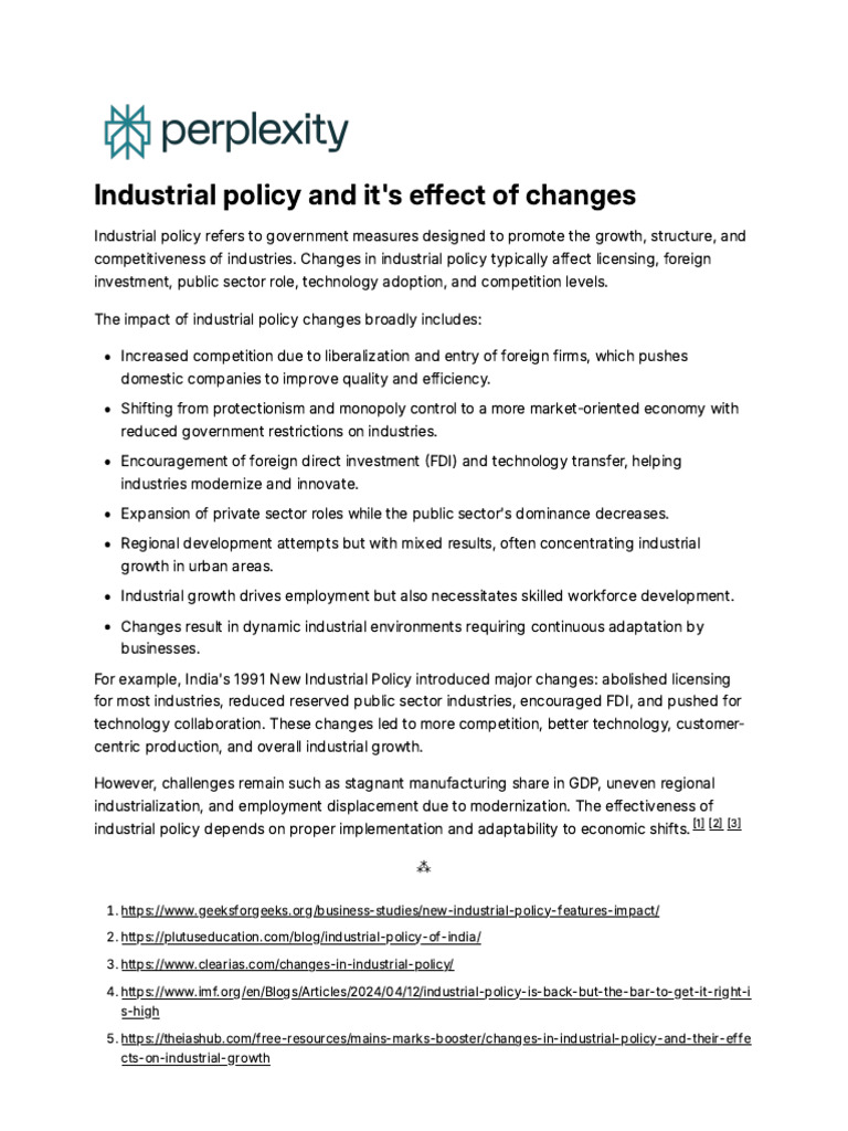 Impact of Industrial Policy Changes | PDF