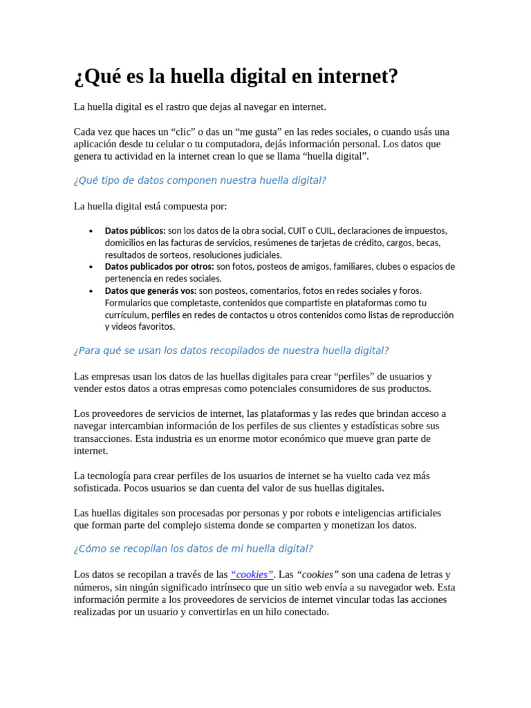 Qué Es La Huella Digital en Internet | PDF | Cookie HTTP | Internet