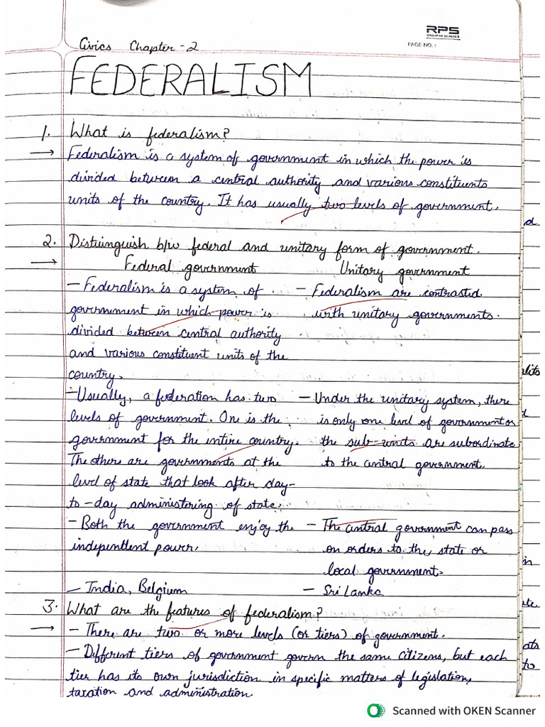Chapter 2 Civics Federalism | PDF