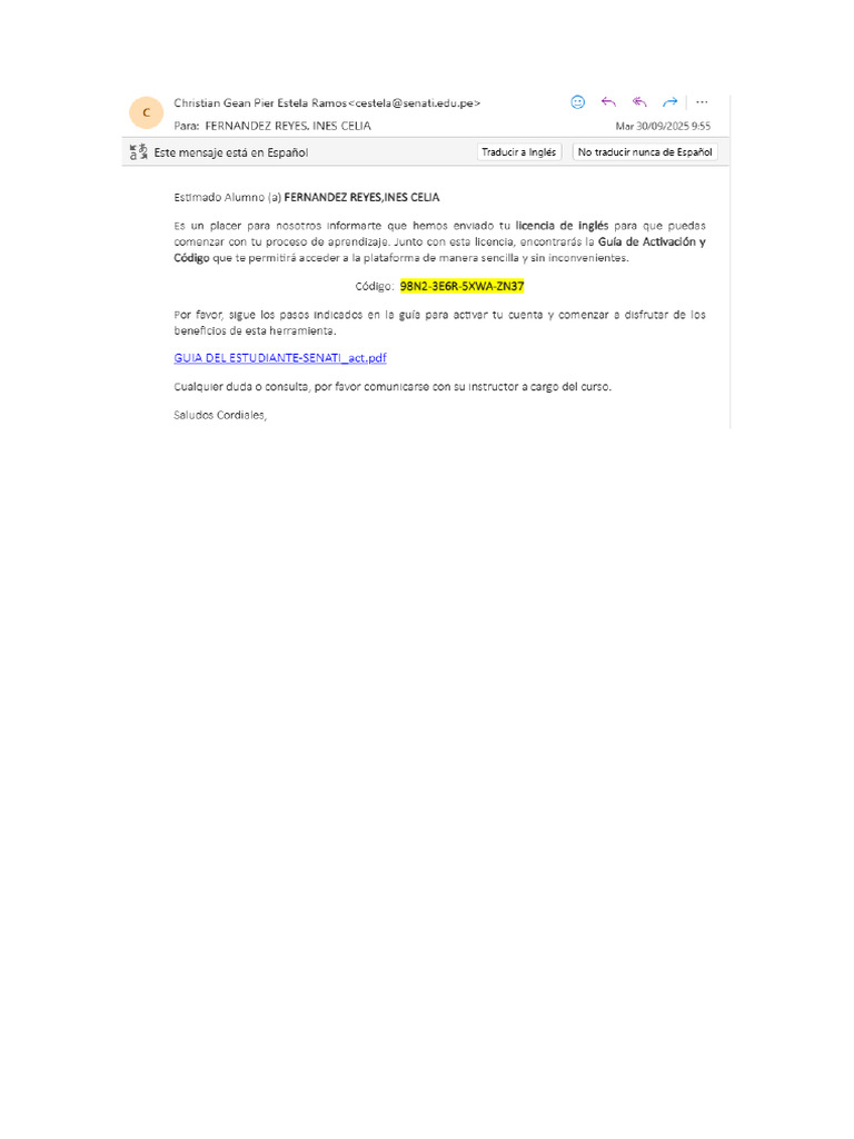 Activacion de Codigo | PDF