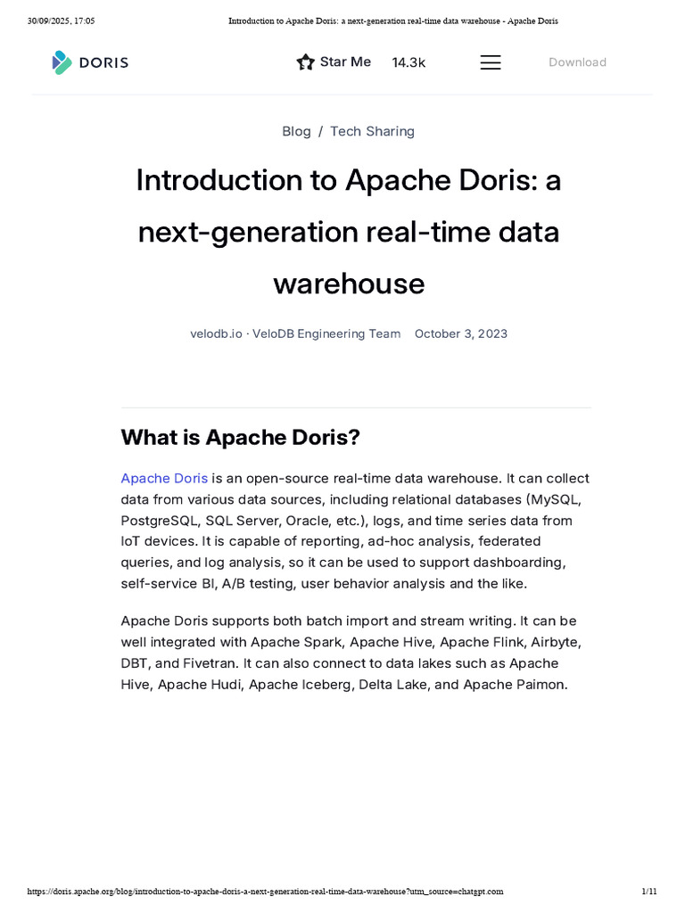Apache Doris: Real-Time Data Warehouse | PDF | Databases | Data Warehouse