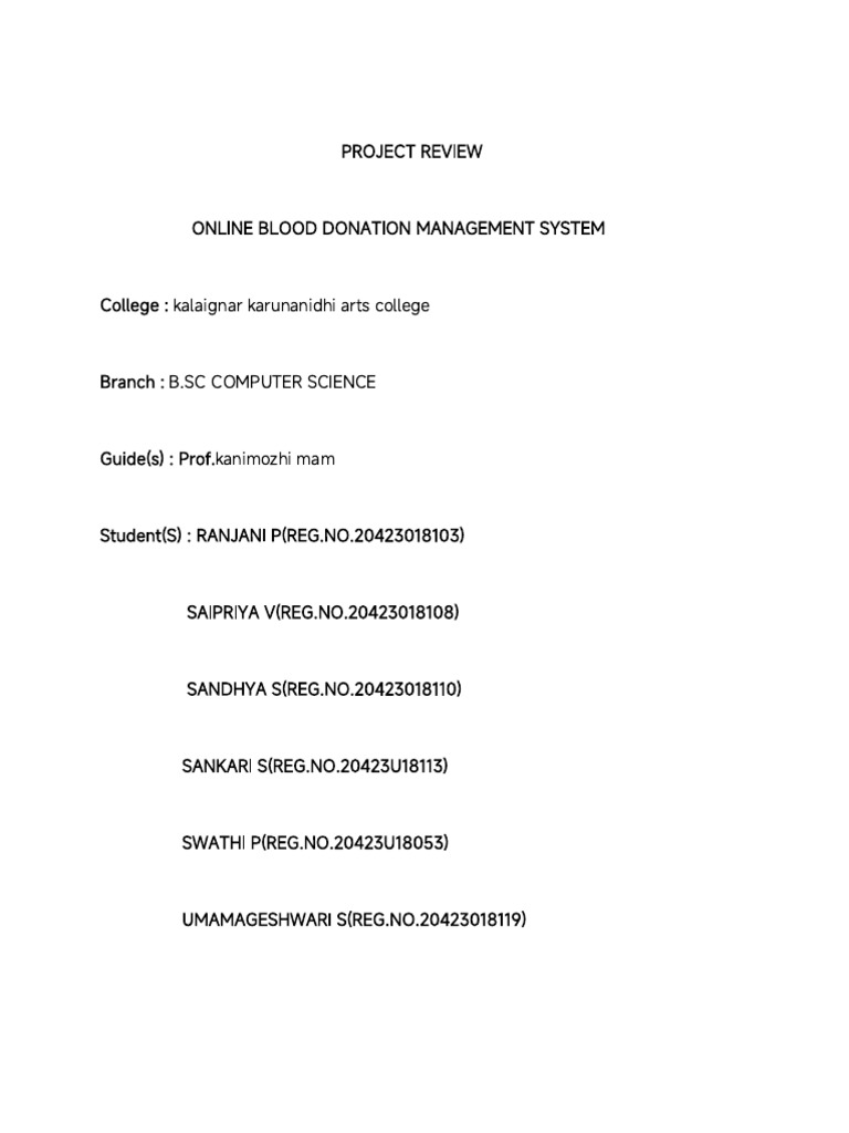 Online Blood Donation Management System | PDF | Databases | Web Application